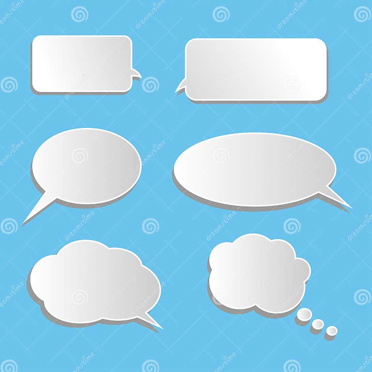 Vector of Stickers of Speech Bubbles. Blank Empty White Speech B Stock ...