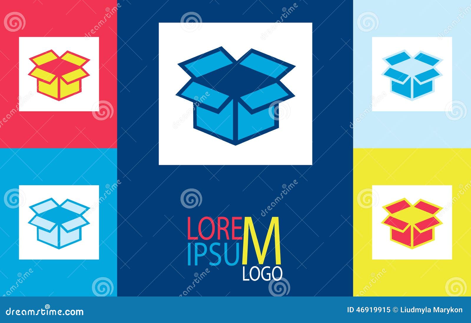 Vector Stickers with the Unpacked Box. Logo Stock Vector - Illustration ...