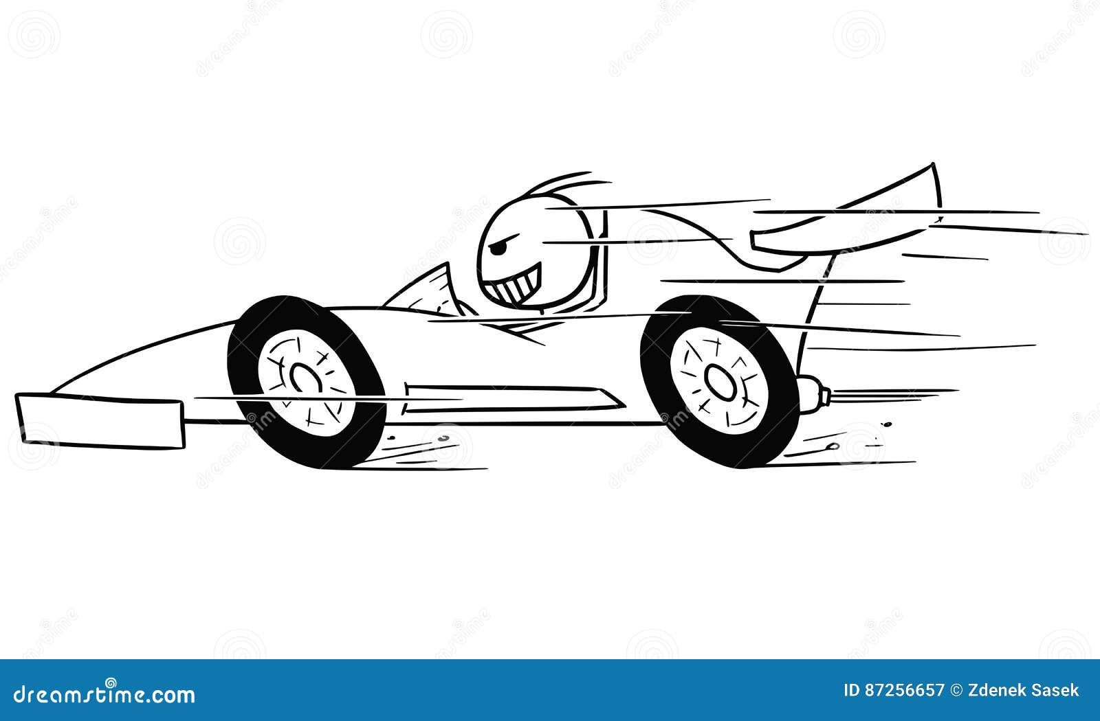 Vector Stickman Cartoon of Formula Driver Stock Illustration ...