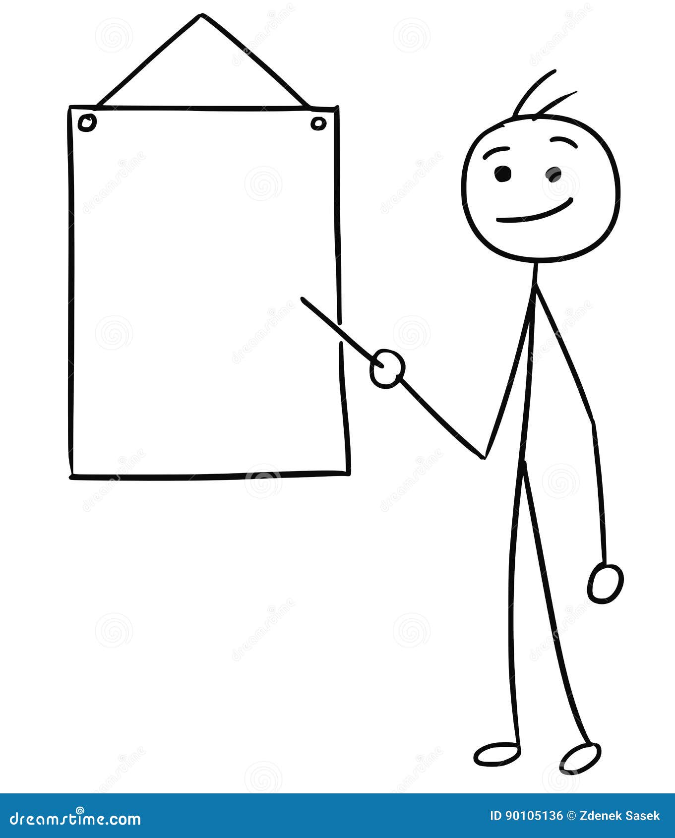 Vector Stickman Cartoon of Men Pointing at Empty Sign Stock Vector ...