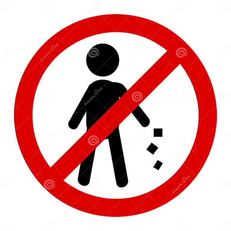 Vector Stickman Do Not Throw Trash, Isolated on White Stock Vector ...