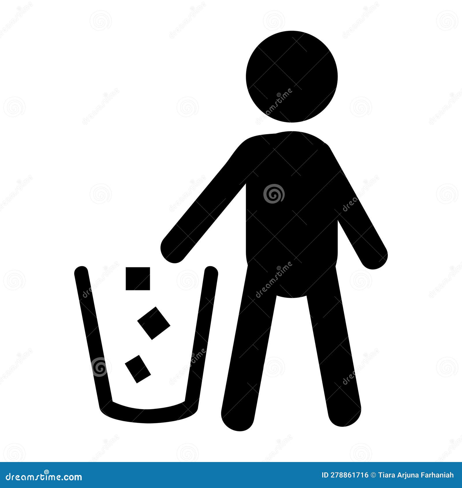 Vector Stickman Throw Trash To Bin, Isolated on White Stock Vector ...