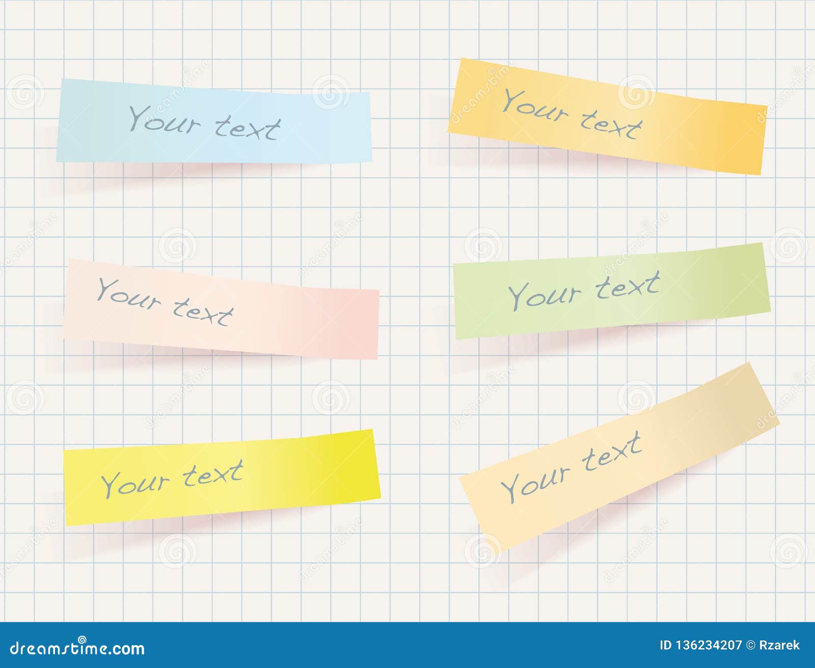 Vector Sticky Notes on Paper Grid Background. - Illustration Stock ...