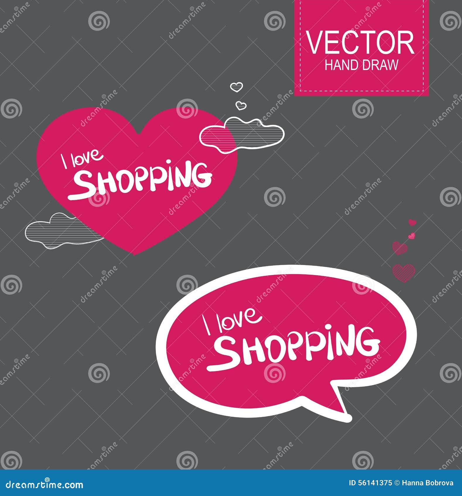 Vector Stiker Set . I Love Shopping Stock Vector - Illustration of ...