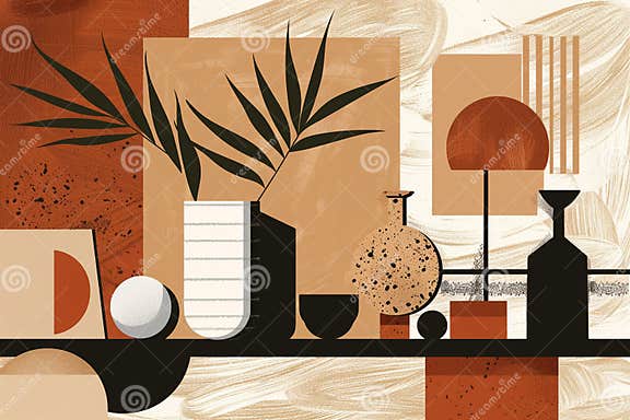 A Vector Still Life Featuring Minimalist Modernist Objects Alongside ...