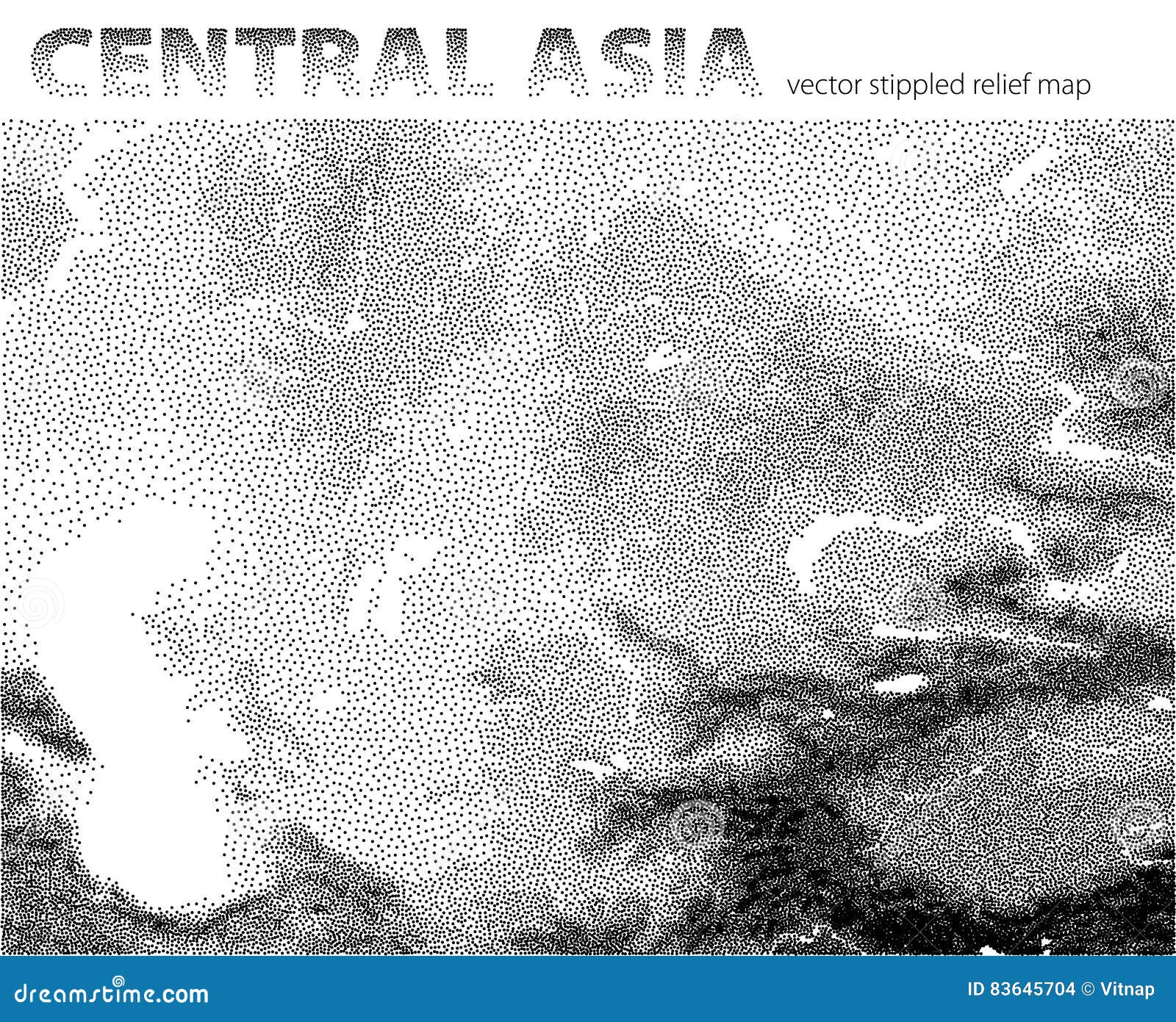Vector Stippled Relief Map of Central Asia Stock Vector - Illustration ...