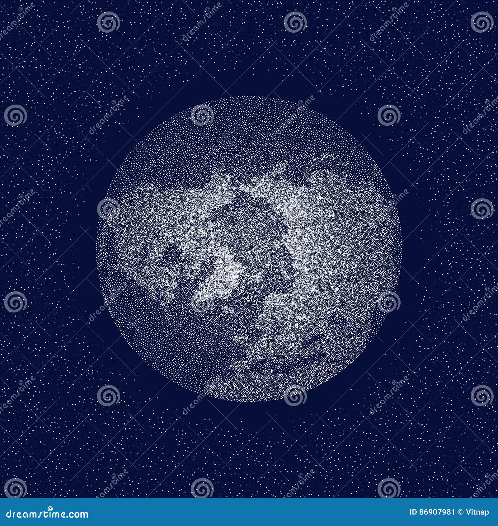 Vector Stippled World Stylized Globe. North Pole Stock Vector ...