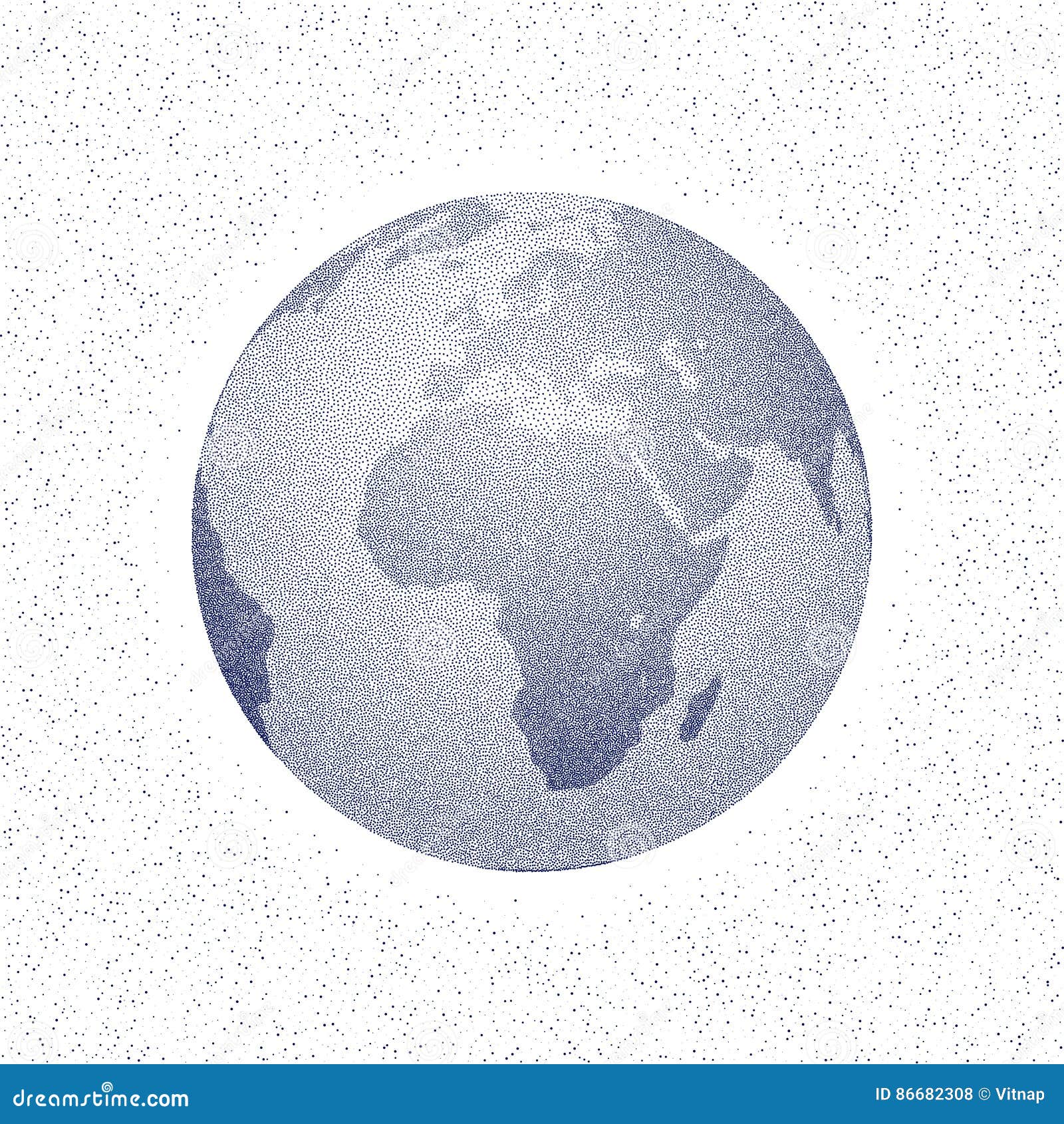 Vector Stippled World Stylized Globe. View of Africa Stock Vector ...