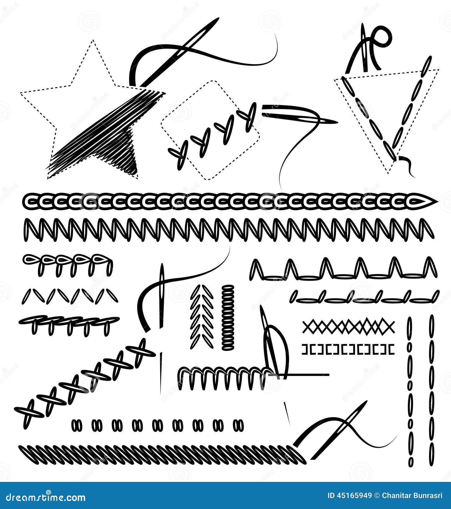 Vector stitches stock vector. Illustration of seam, form - 45165949
