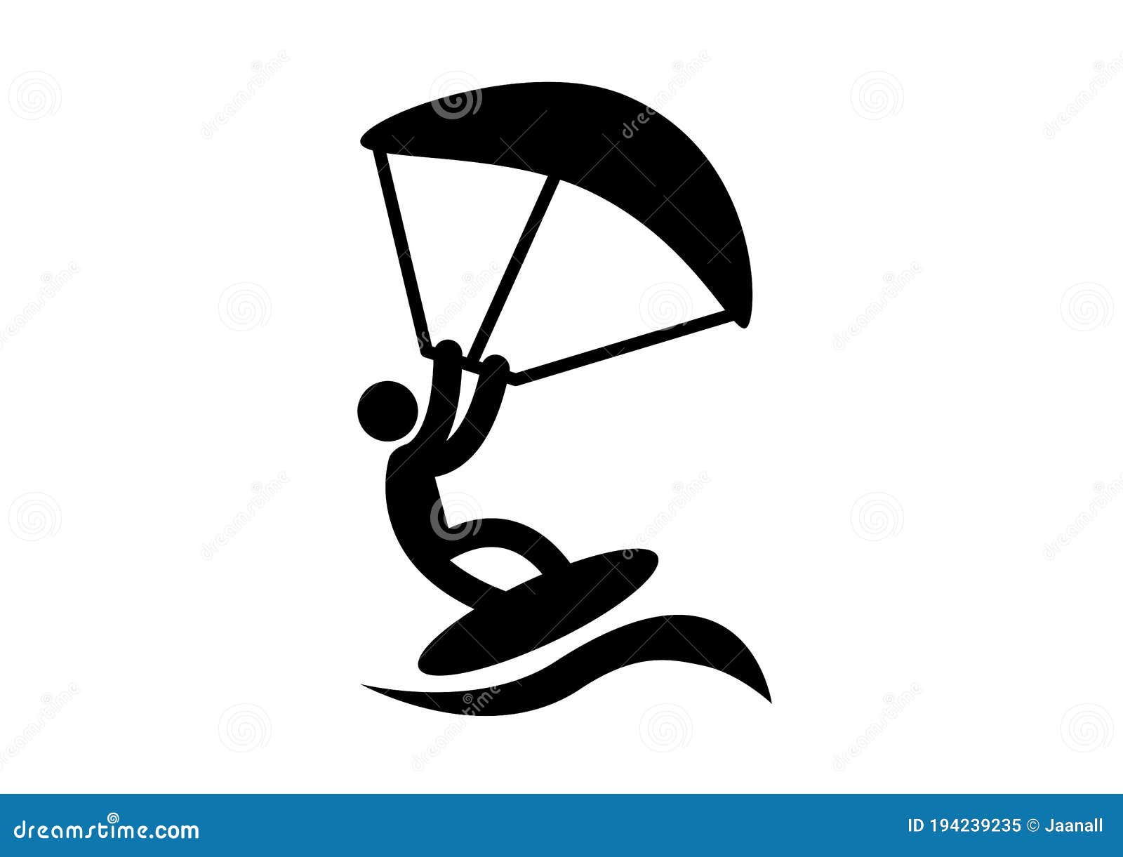 Kitesurfing Sign. Simple Black Icon Stock Vector - Illustration of ...