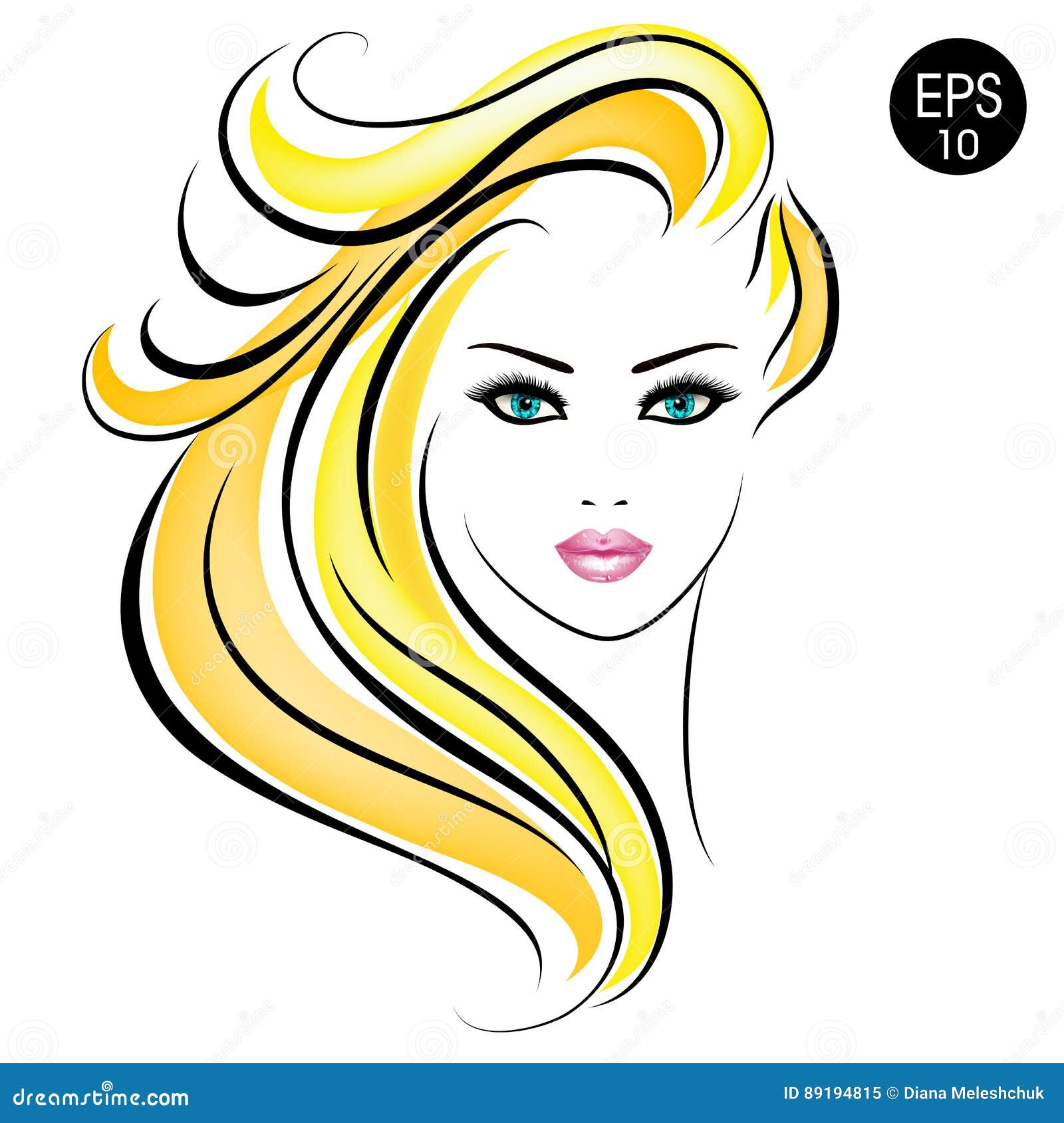 Vector Stock Blonde Woman Beauty Girl Portrait With Blonde Hair And