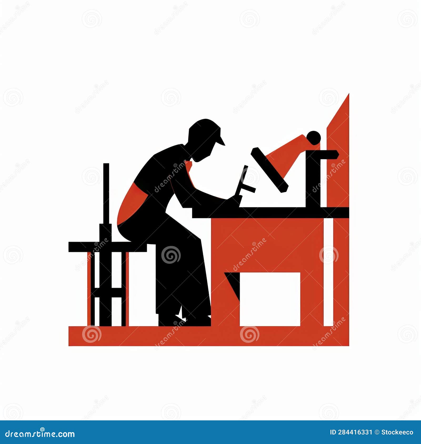 Vector Stock Icon Image of Engineer at the Desk Stock Illustration ...