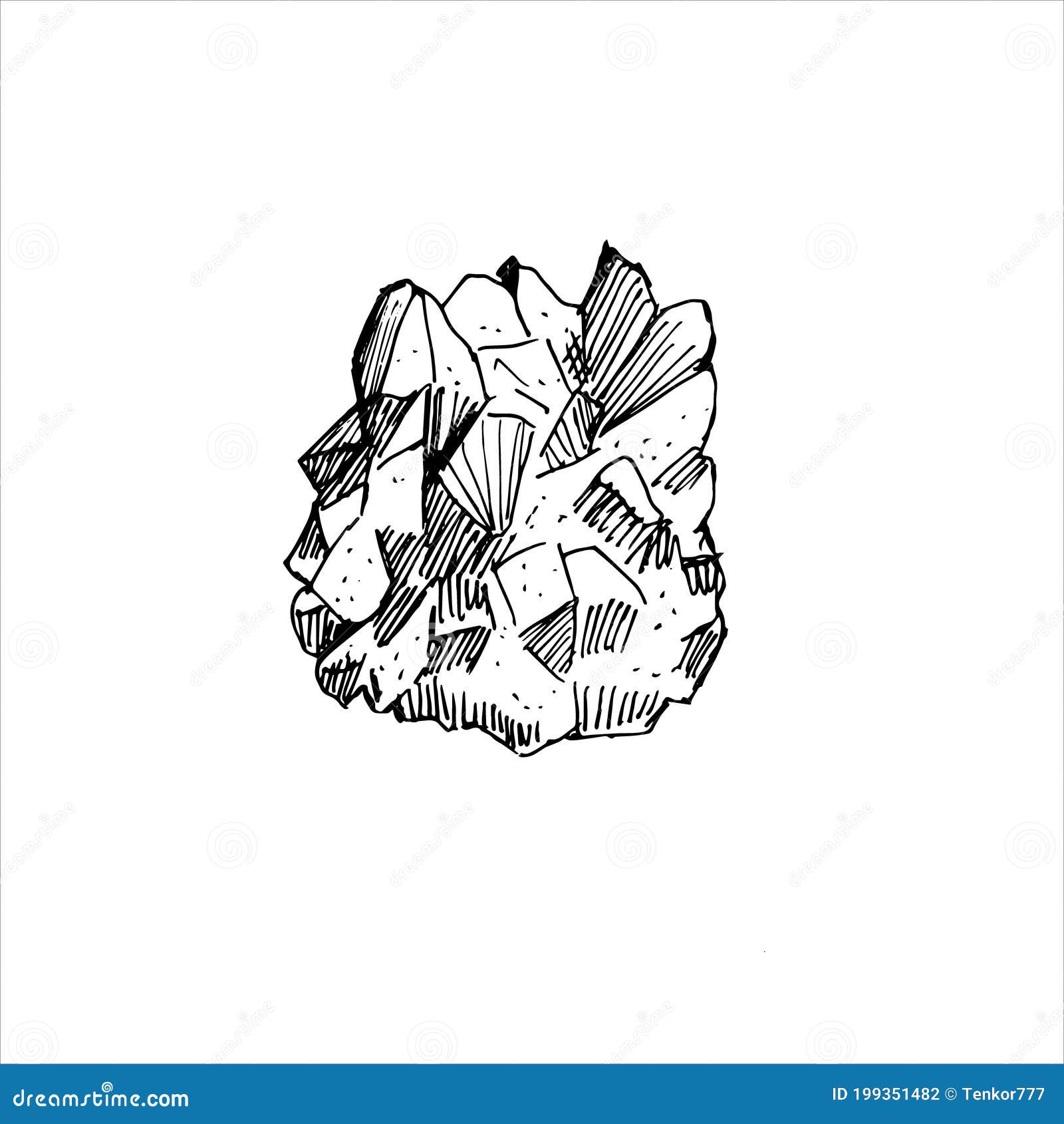 Vector Stock Illustration the Amethyst on White Background. Outline ...