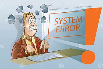 Vector Stock Illustration. Funny Businessman Working at a Computer ...