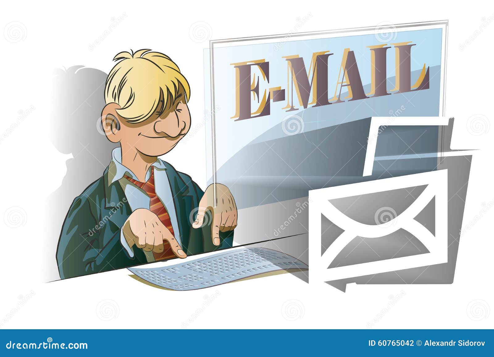 Vector Stock Illustration. Funny Man at the Computer. Email. Stock ...