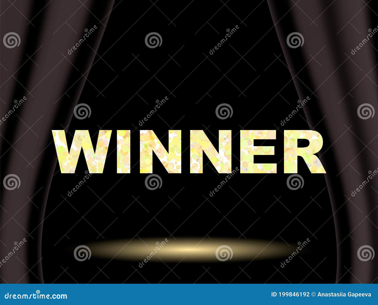 Vector Stock Illustration. Golden Text Winner with Black Open ...