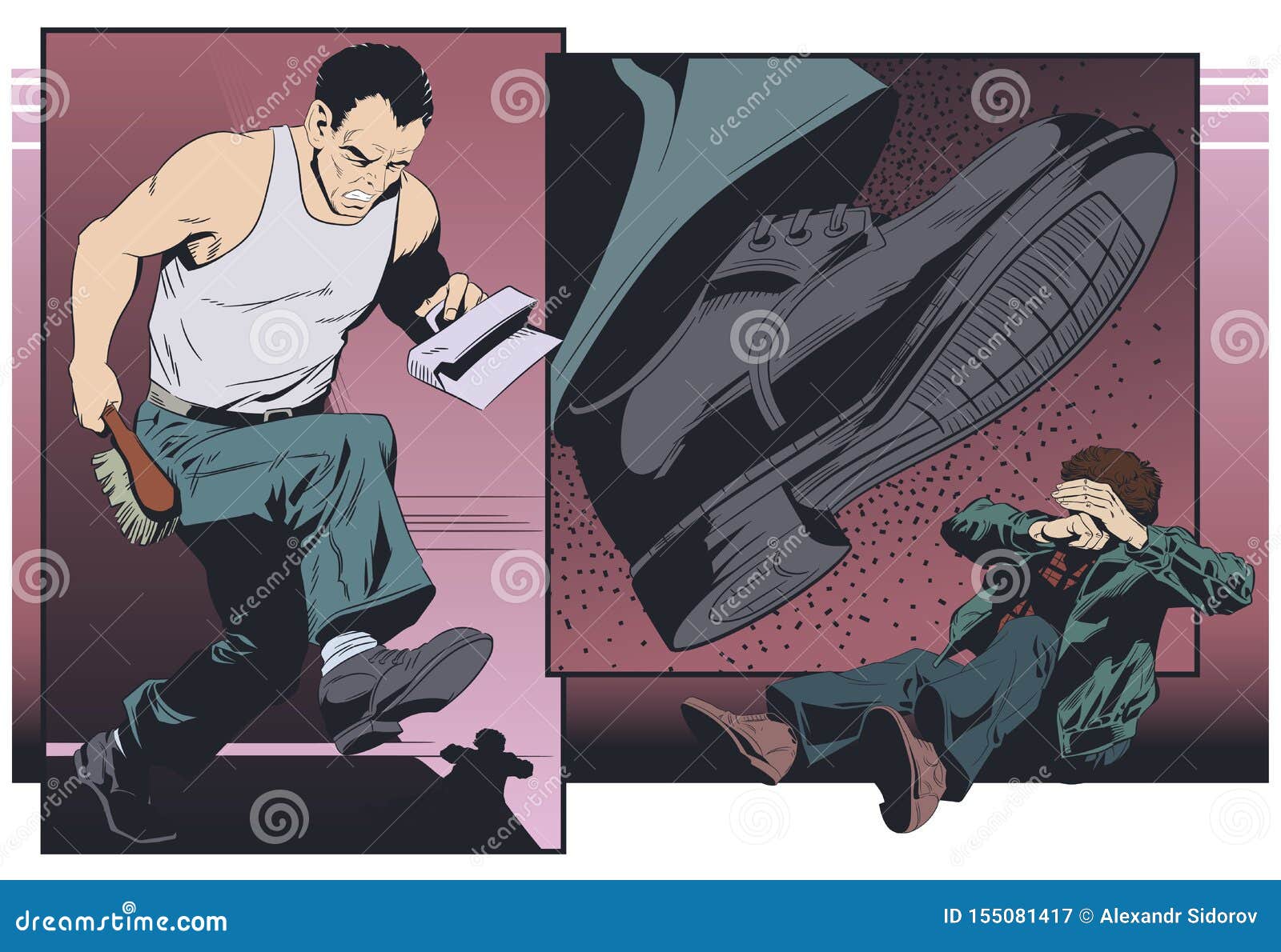 Human stepping on fear man stock vector. Illustration of humor - 155081417