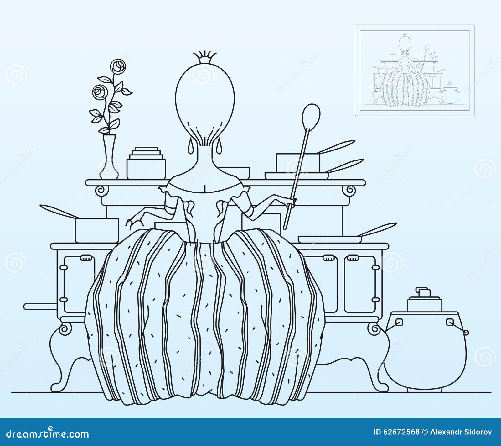 Vector Stock Illustration. Princess Prepares Food in the Kitchen Stock ...