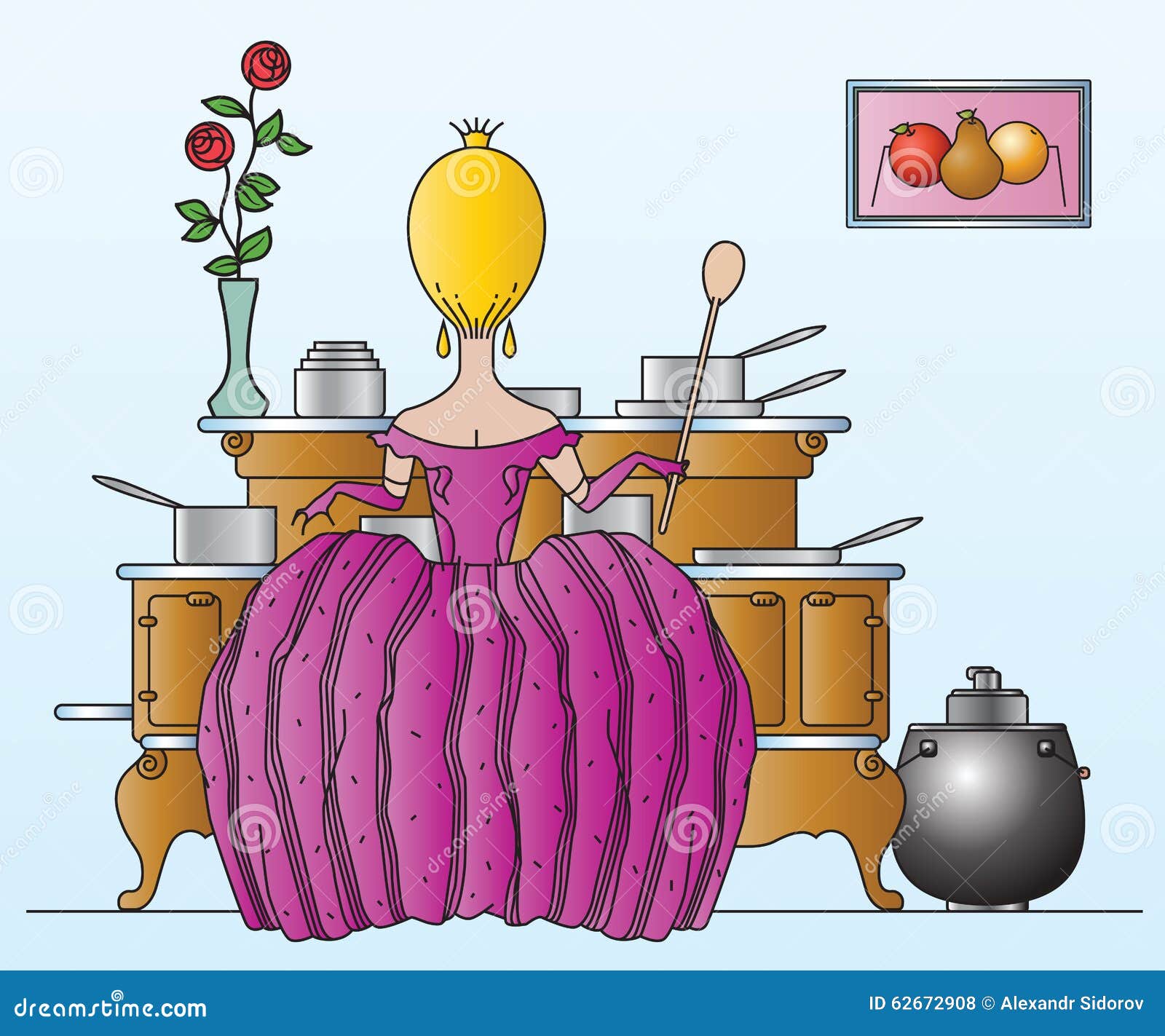 Vector Stock Illustration. Princess Prepares Food in the Kitchen Stock ...