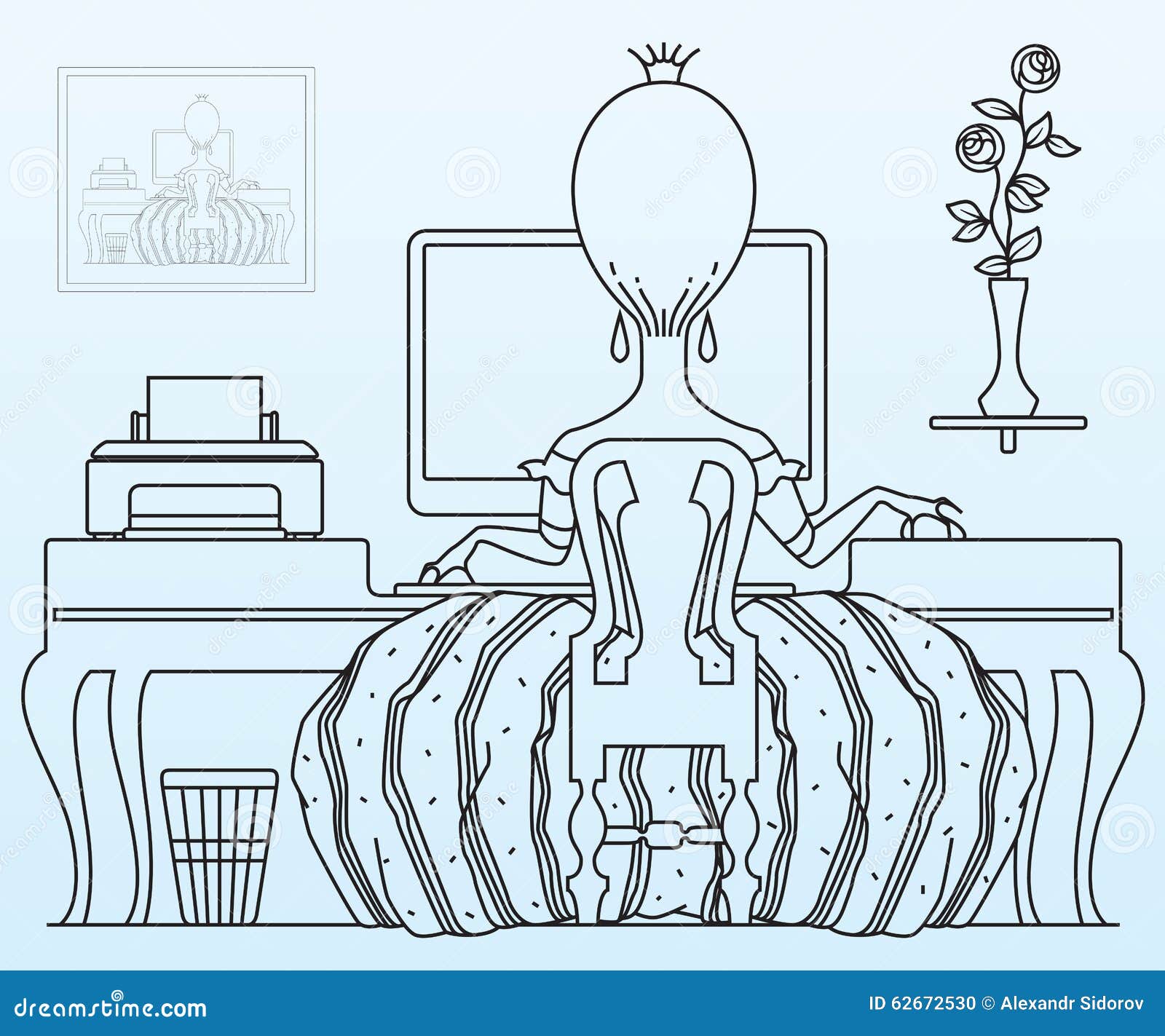 Vector Stock Illustration. Princess Working at the Computer. Stock ...