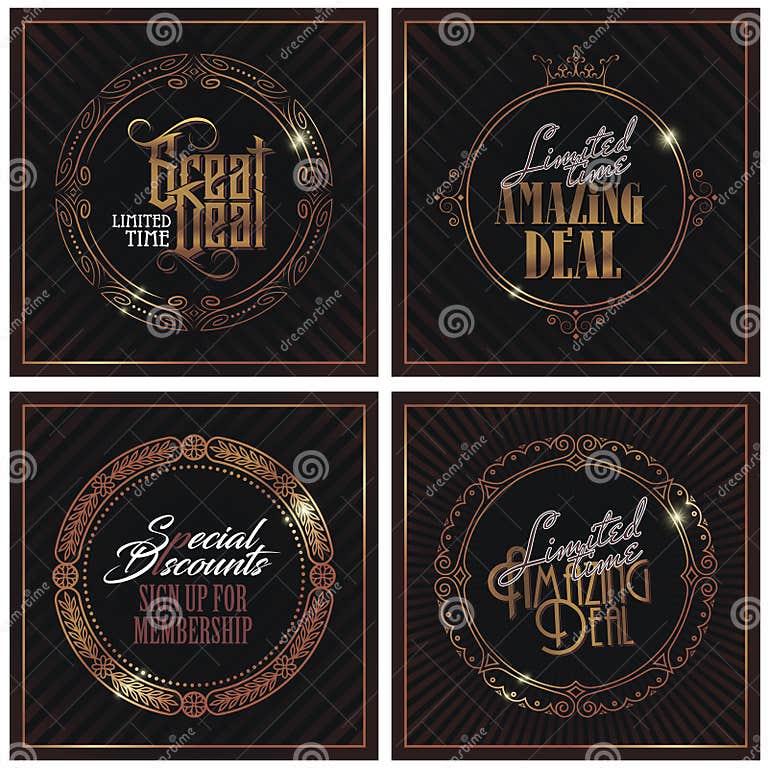 Set of Labels with Gold Elements Stock Vector - Illustration of ...