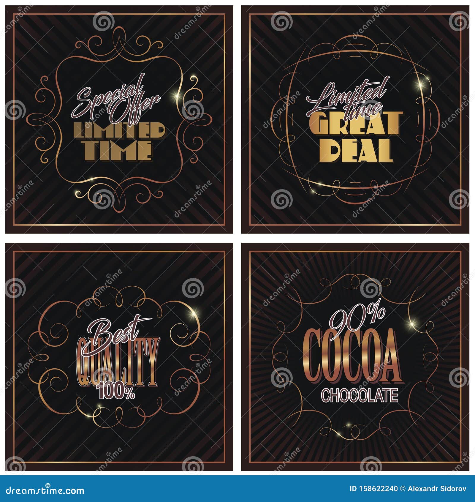 Set of Labels with Gold Elements Stock Vector - Illustration of ...