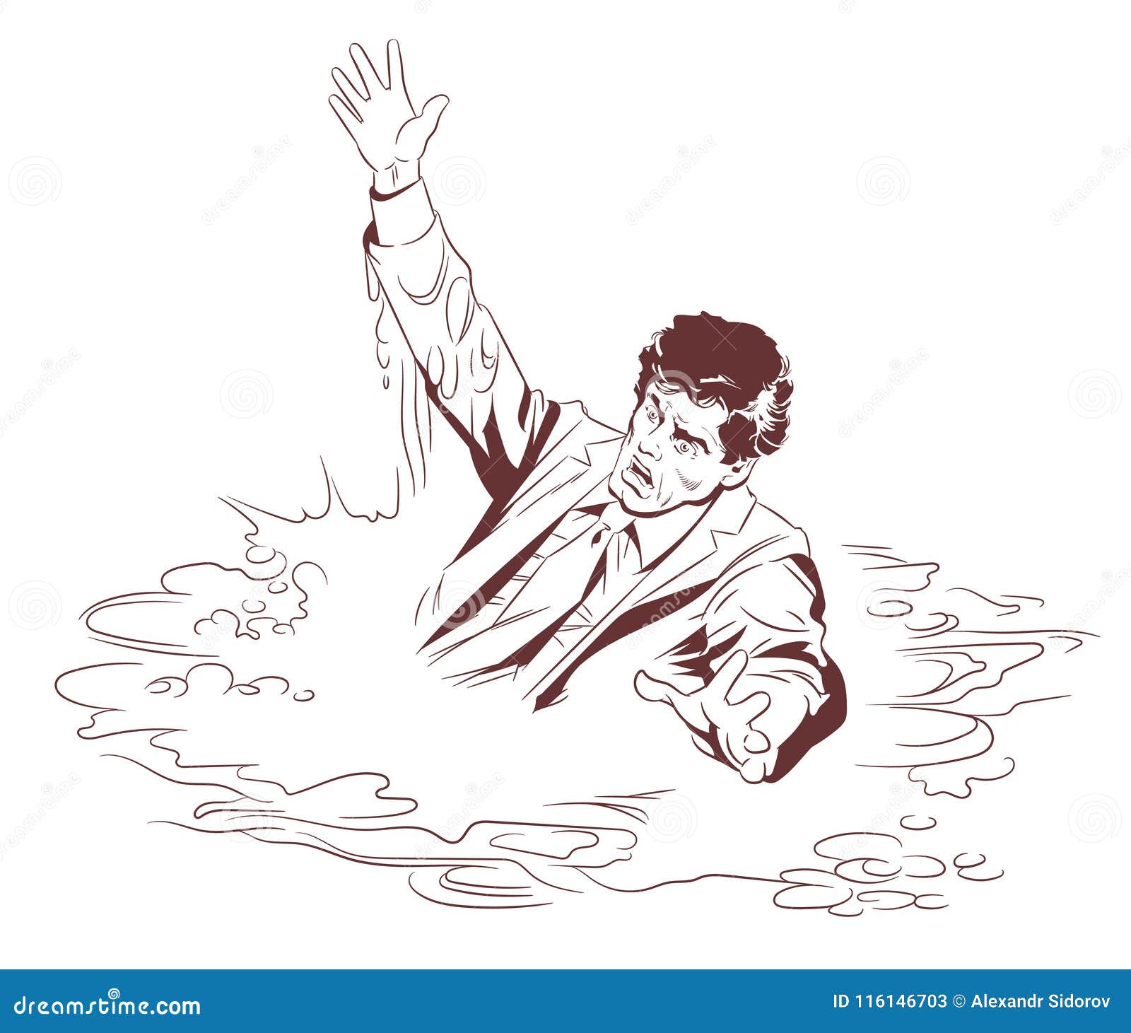 Sinking Man. Stock Illustration. Stock Vector - Illustration of ...