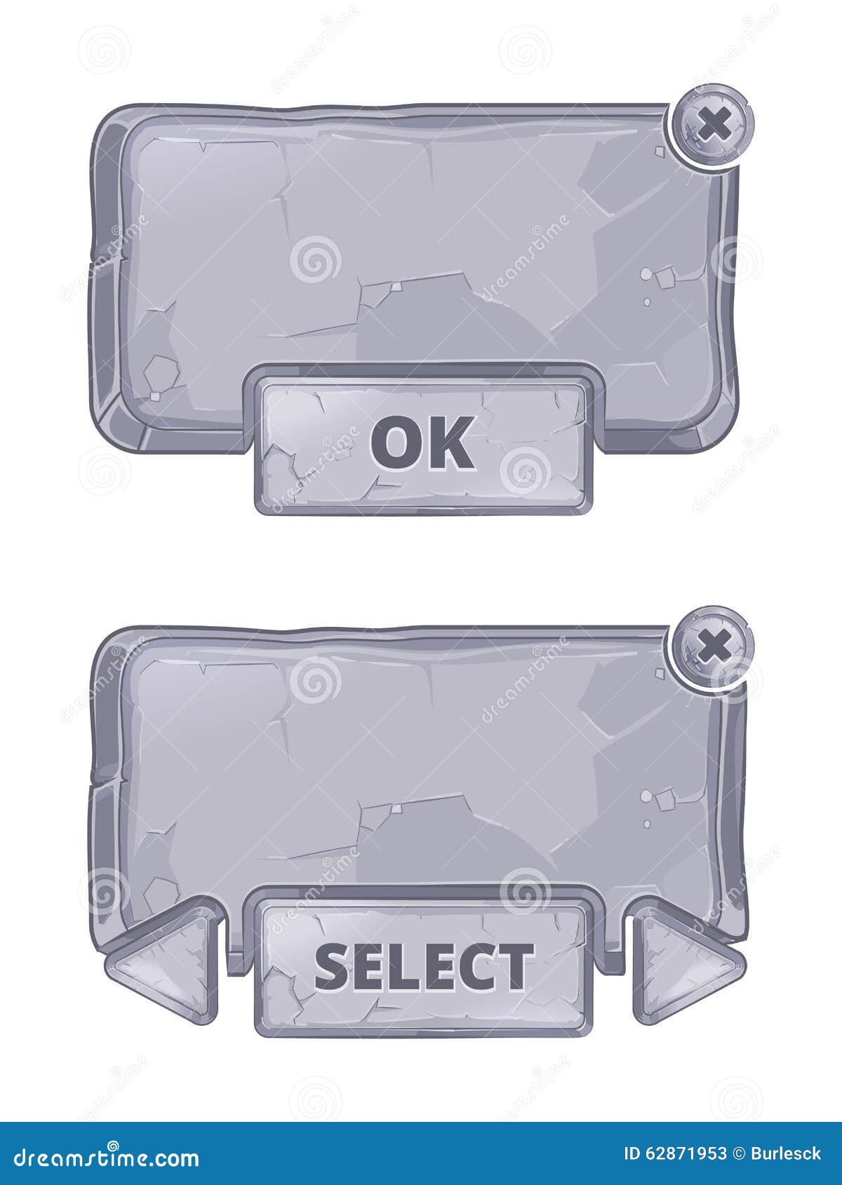 Vector Stone Frame, Jungle Old Rock Border, Cartoon Game UI Design ...