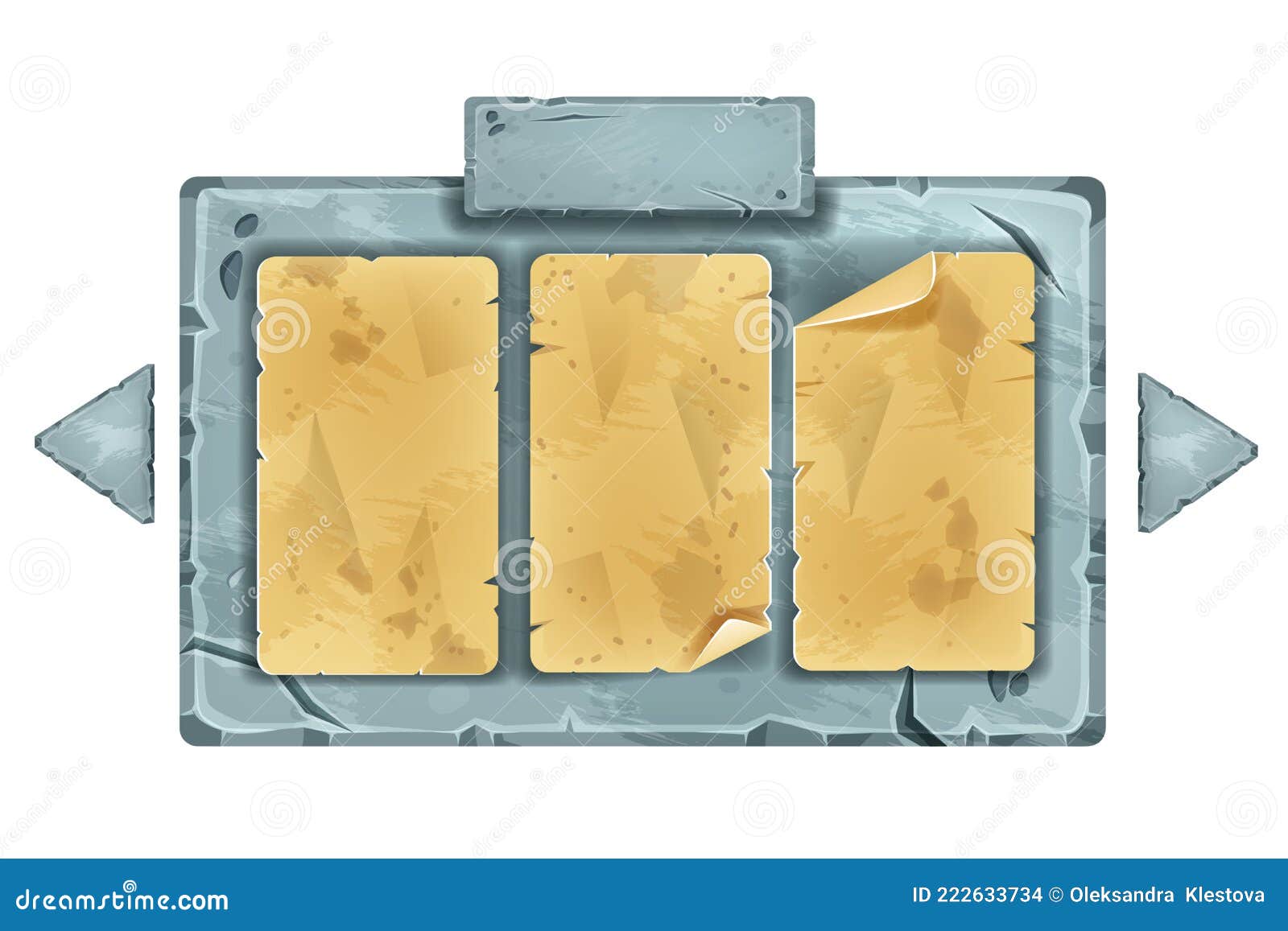 Vector Stone Sign Board, Game Ui Element, Cartoon Rock Tablet, Arrow ...