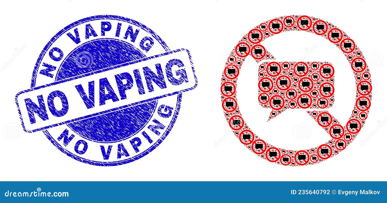 Rubber No Vaping Stamp Seal and Stop Chat Fractal Collage of Self Items ...