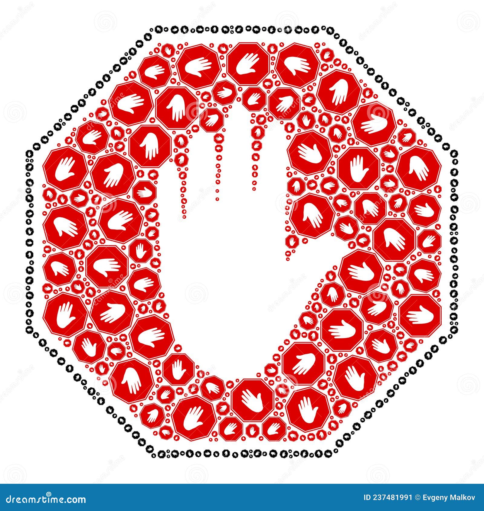 Stop Octagon Hand Fractal Icon Collage of Self Icons Stock Vector ...