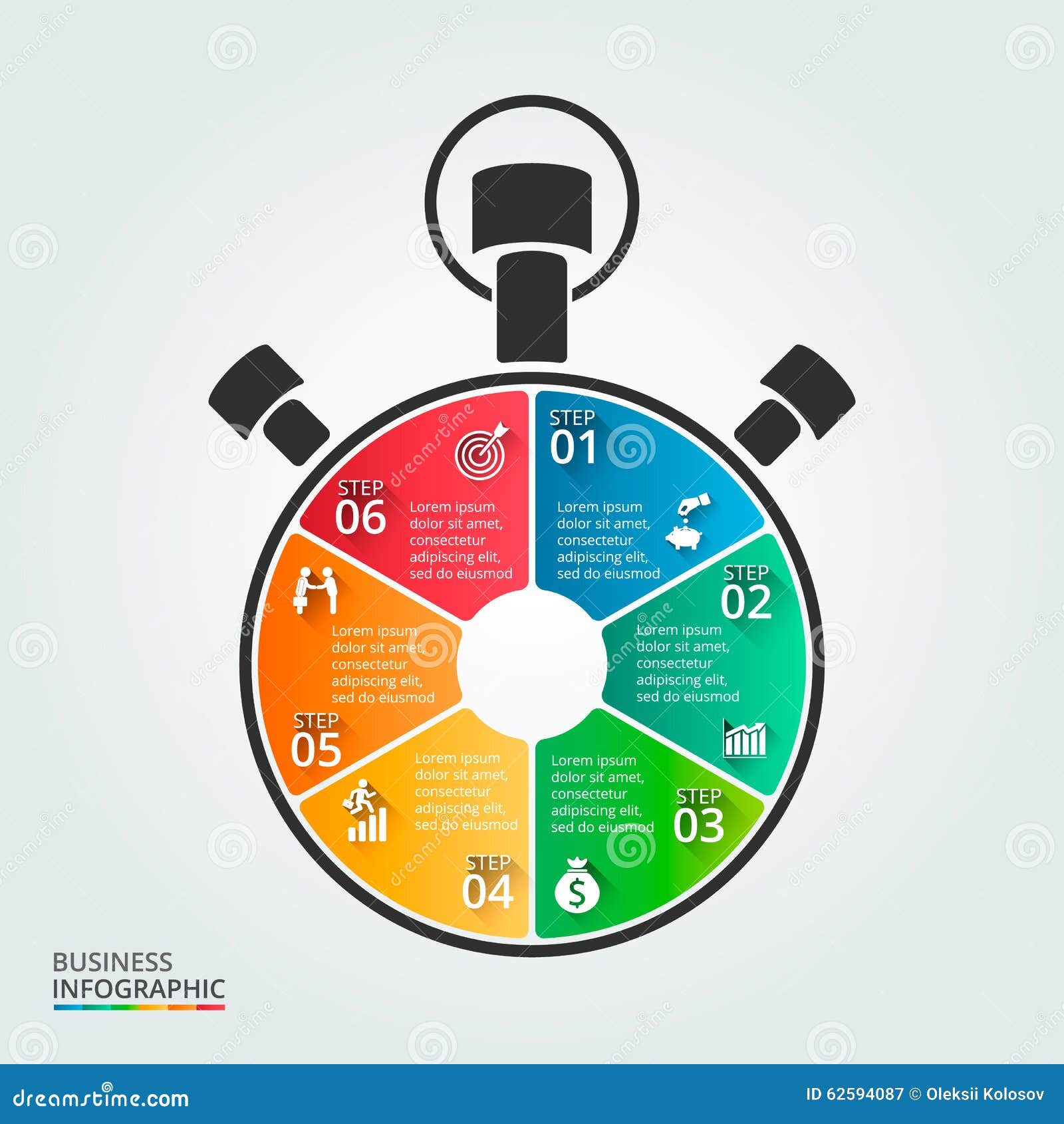 Vector Stopwatch Timeline Infographic. Stock Vector - Illustration of ...