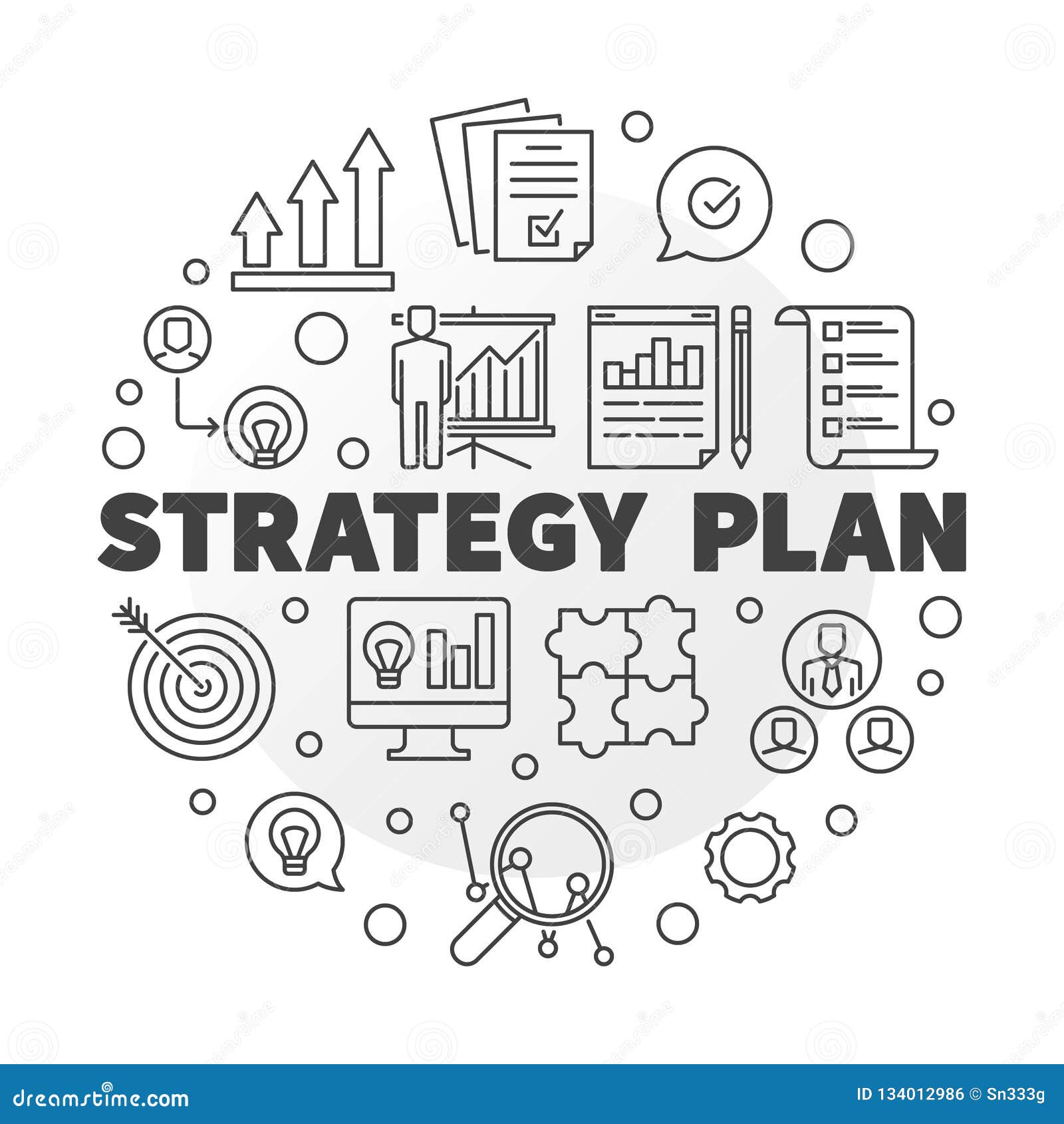 Vector Strategy Plan Circular Illustration in Outline Style Stock ...