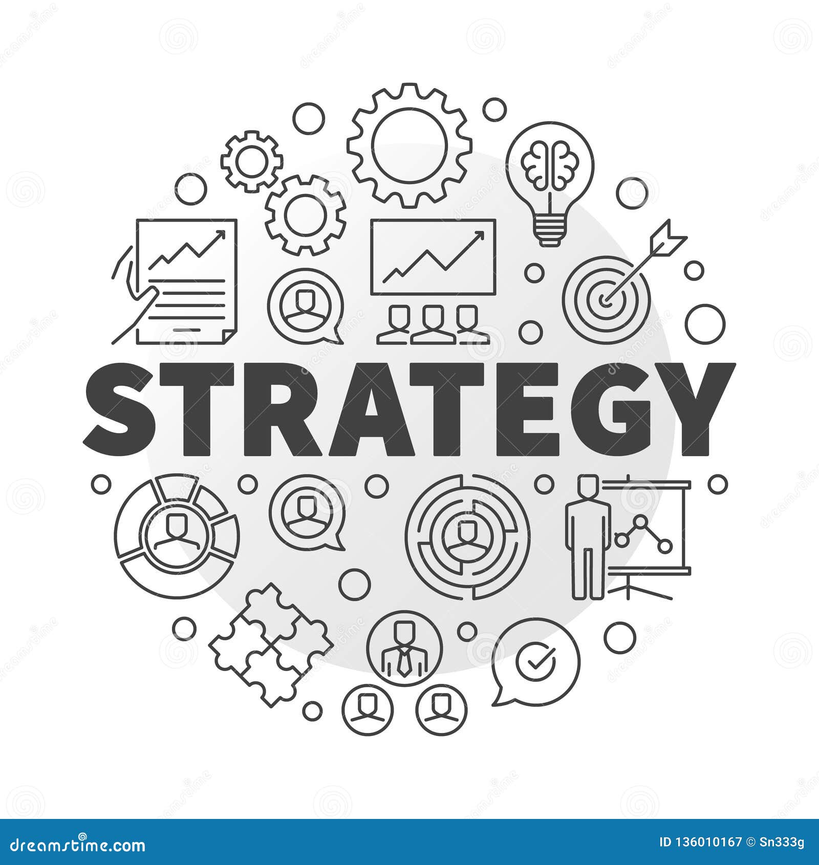 Vector Strategy Round Concept Illustration in Thin Line Style Stock ...