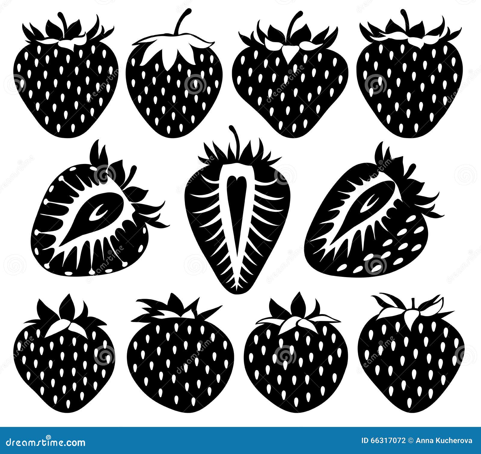 Vector Strawberries of Different Shapes in Black Stock Vector ...