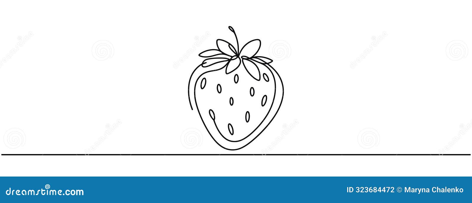 Vector Strawberry with One Line Style and Spots Stock Vector ...
