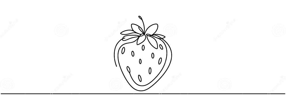Vector Strawberry with One Line Style and Spots Stock Vector ...
