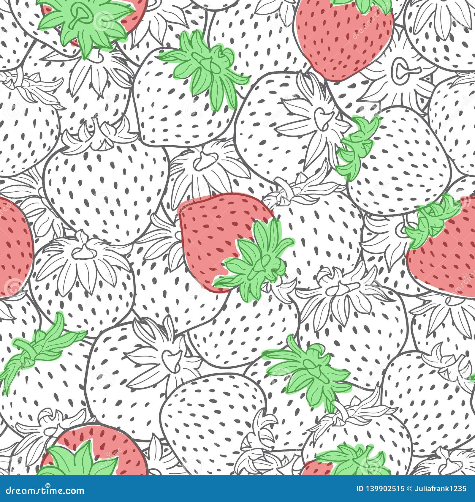 Vector Strawberry Seamless Pattern Texture Stock Vector - Illustration ...