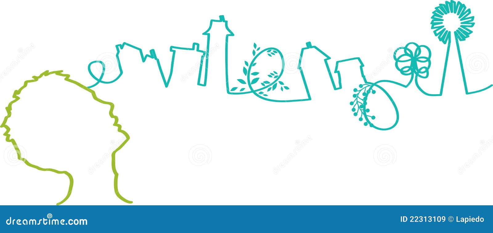 Vector, stream of thoughts stock vector. Illustration of green - 22313109