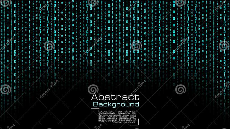 Vector Streaming Blue Binary Code on Black Background. Stock Vector ...