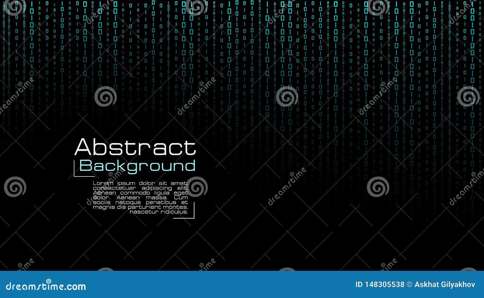 Vector Streaming Blue Binary Code on Black Background. Stock Vector ...