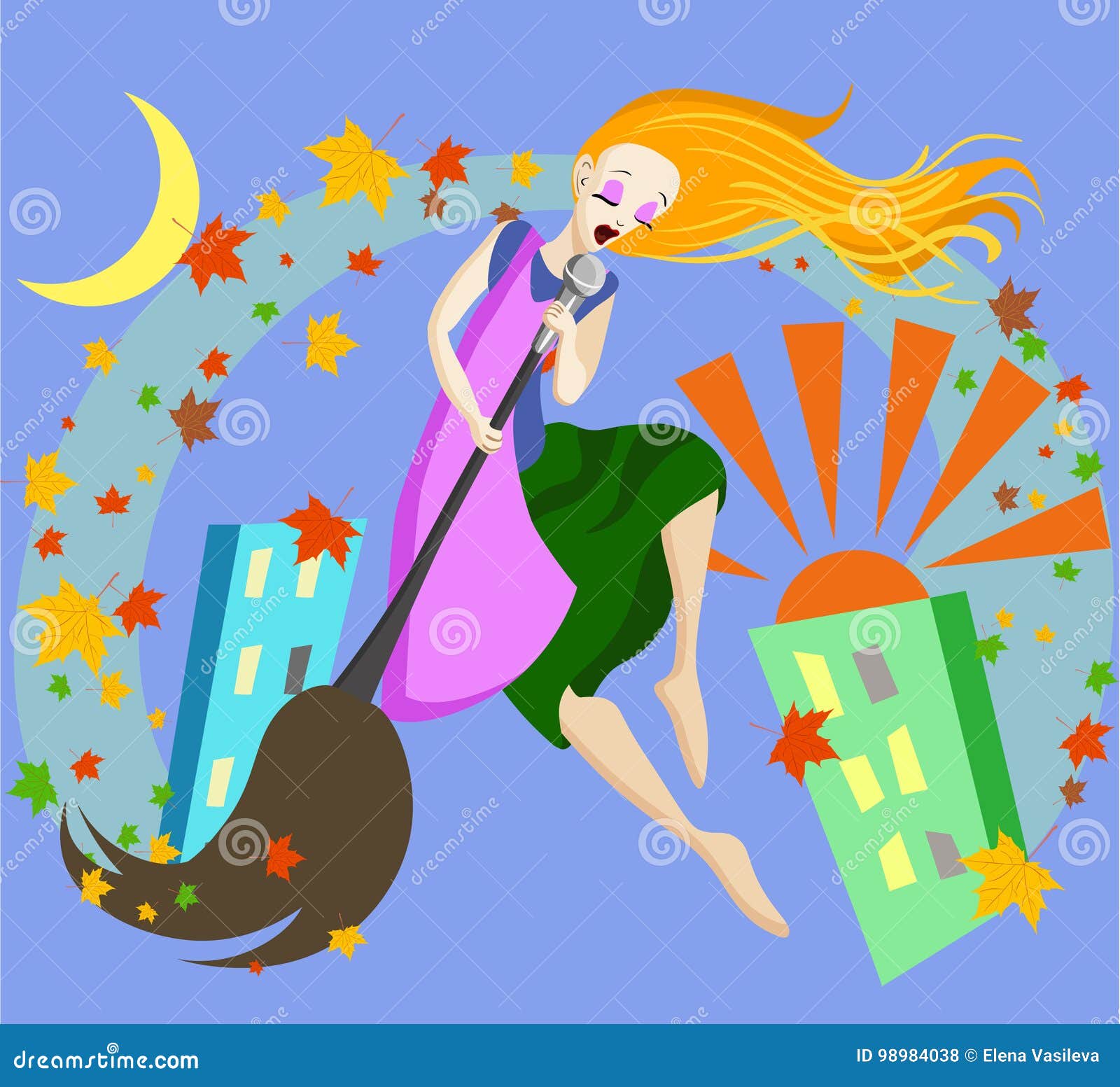 Vector Street Cleaner Singing Stock Vector - Illustration of fall ...