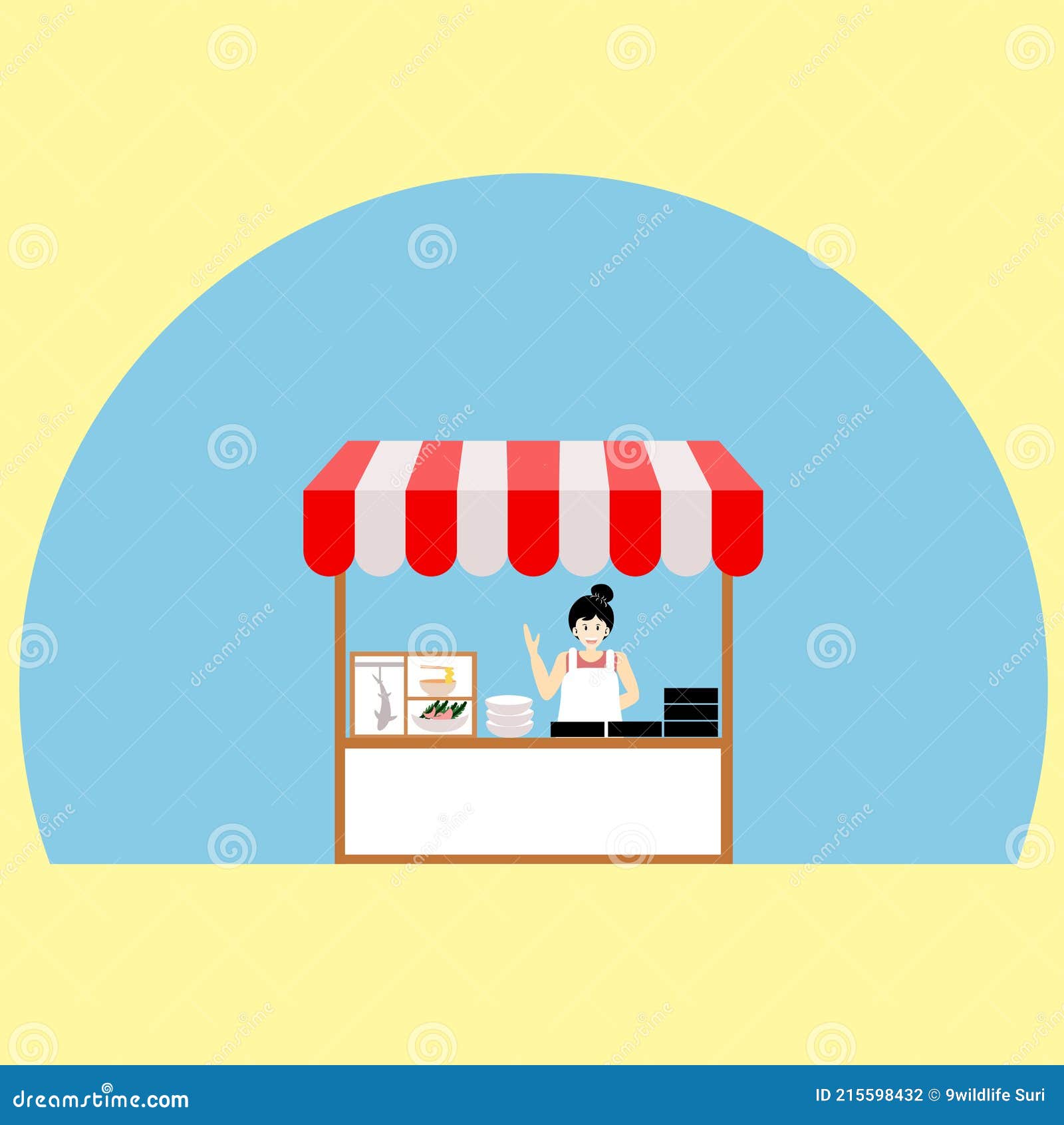 Vector Street Food Shop Concept Design Stock Vector - Illustration of ...