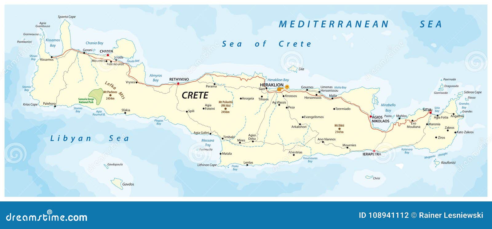 Island Of Crete Map Vector | CartoonDealer.com #99222938