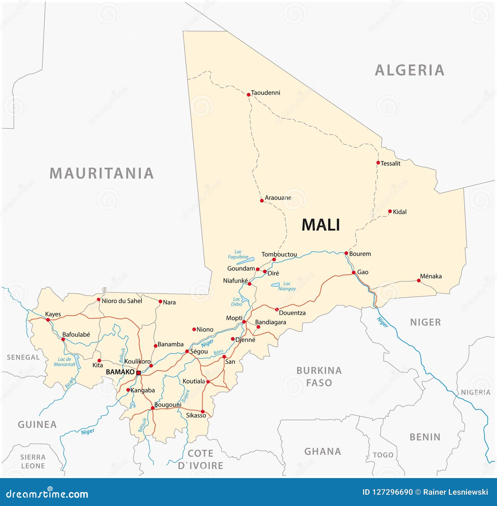 Vector Of Map Of Mali Whith The Mali Flag Background Royalty-Free Stock ...
