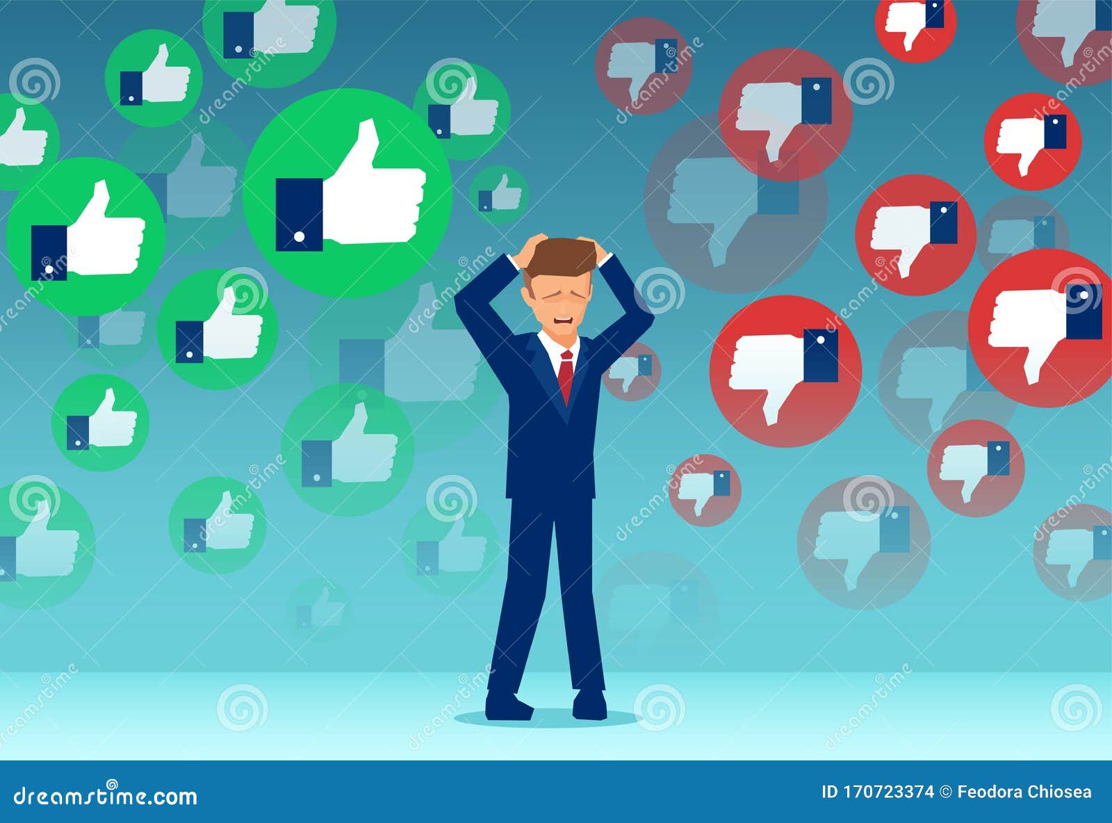 Vector of a Stressed Business Man Making a Decision Considering All ...