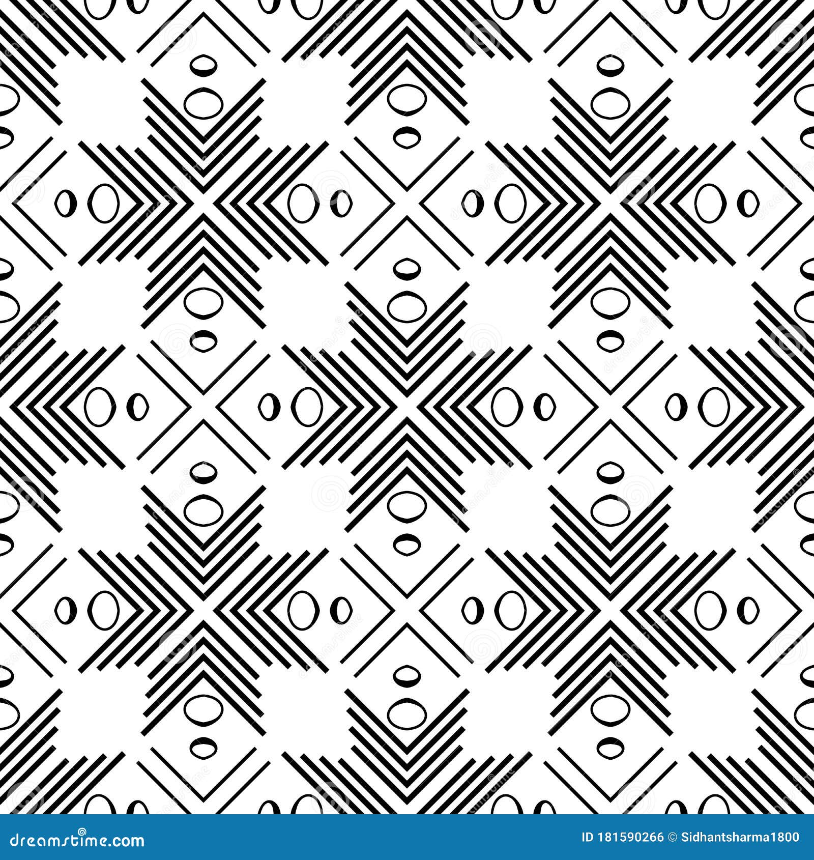 Vector Strip Lines and Cross Lines Circles Black and White Repeated ...