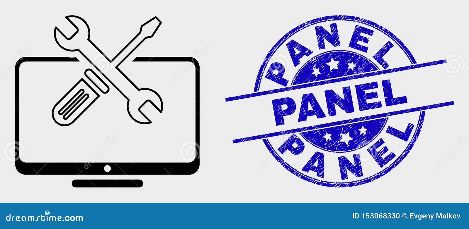 Vector Line Desktop Tools Icon and Grunge Panel Watermark Stock Vector ...