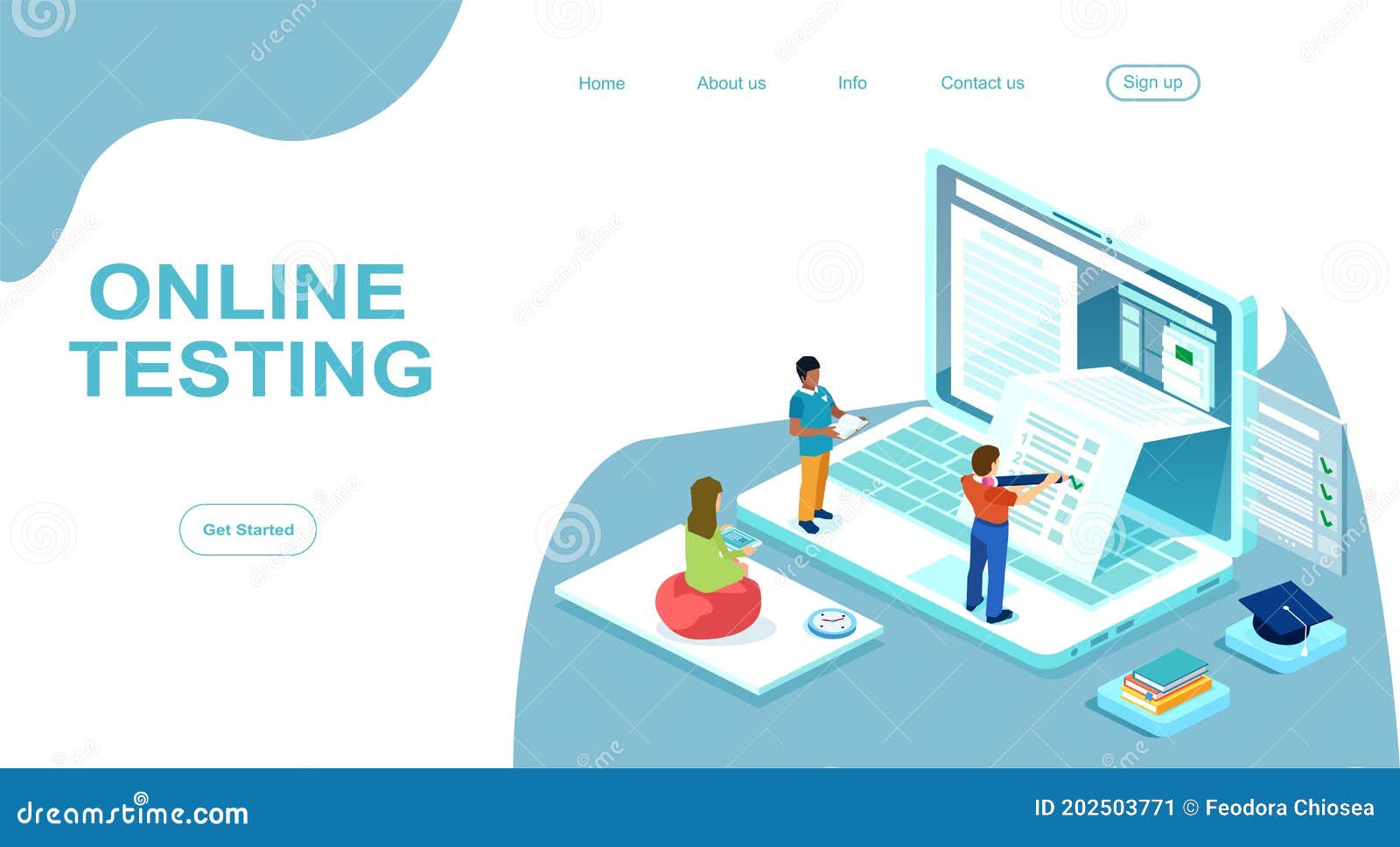 Vector of Students Learning Remotely from Home Taking Online Tests ...