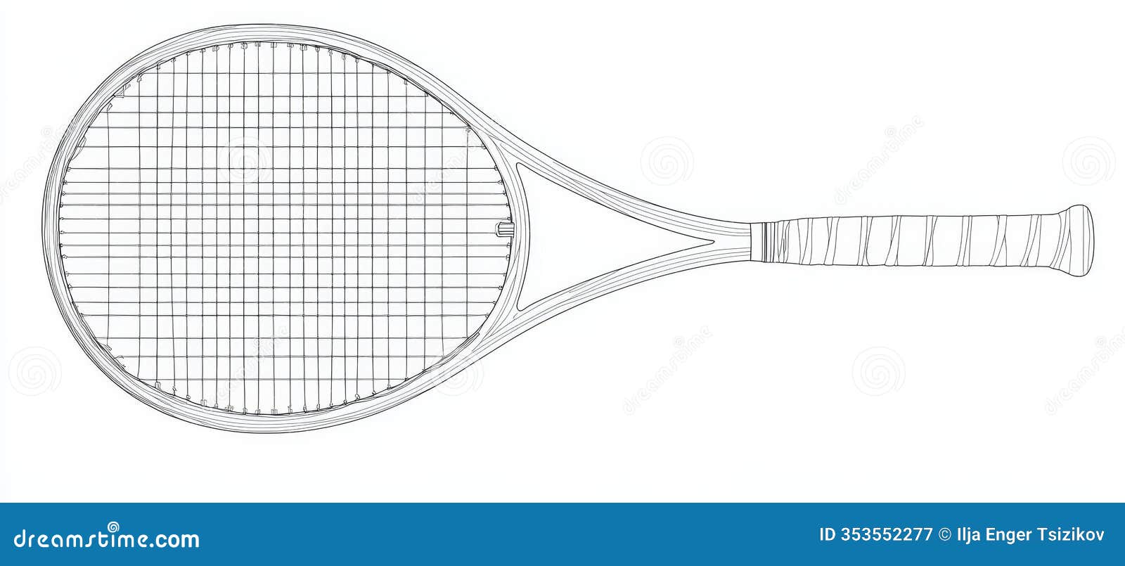 Vector Style Coloring Page Featuring Black Outline of a Single Racquet ...